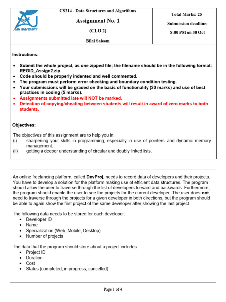 Dsa Assignment 01 | PDF | Pointer (Computer Programming) | Software