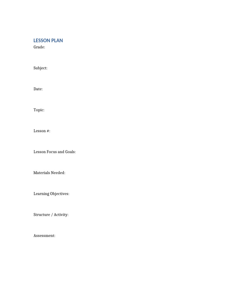 Lesson Plan Template | PDF