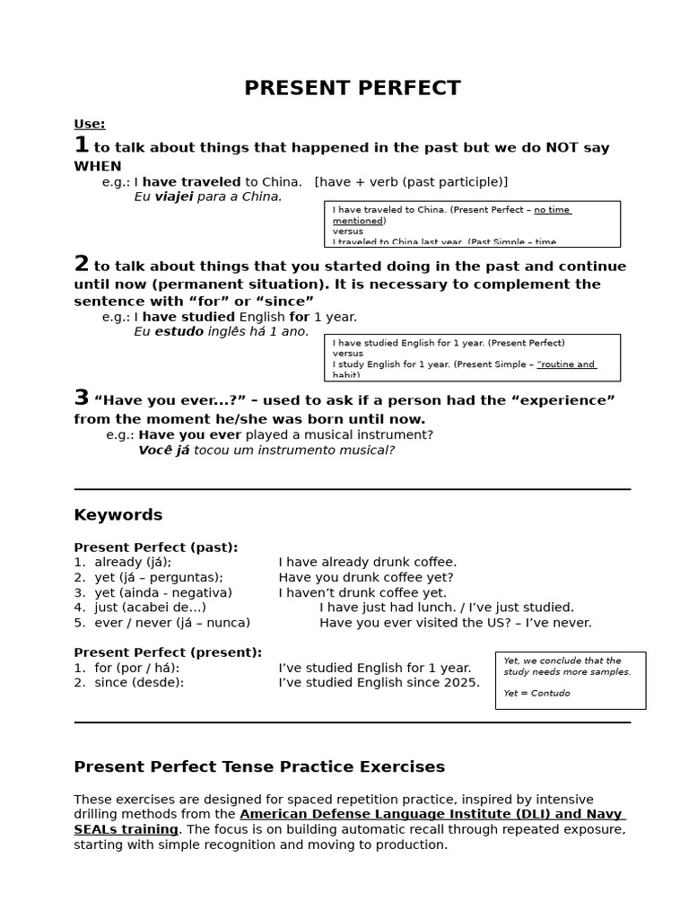 Mastering Present Perfect Tense | PDF | Linguistics | Grammar