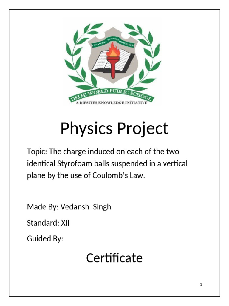 Class XII Physics Project Pith Ball | PDF | Force | Physics