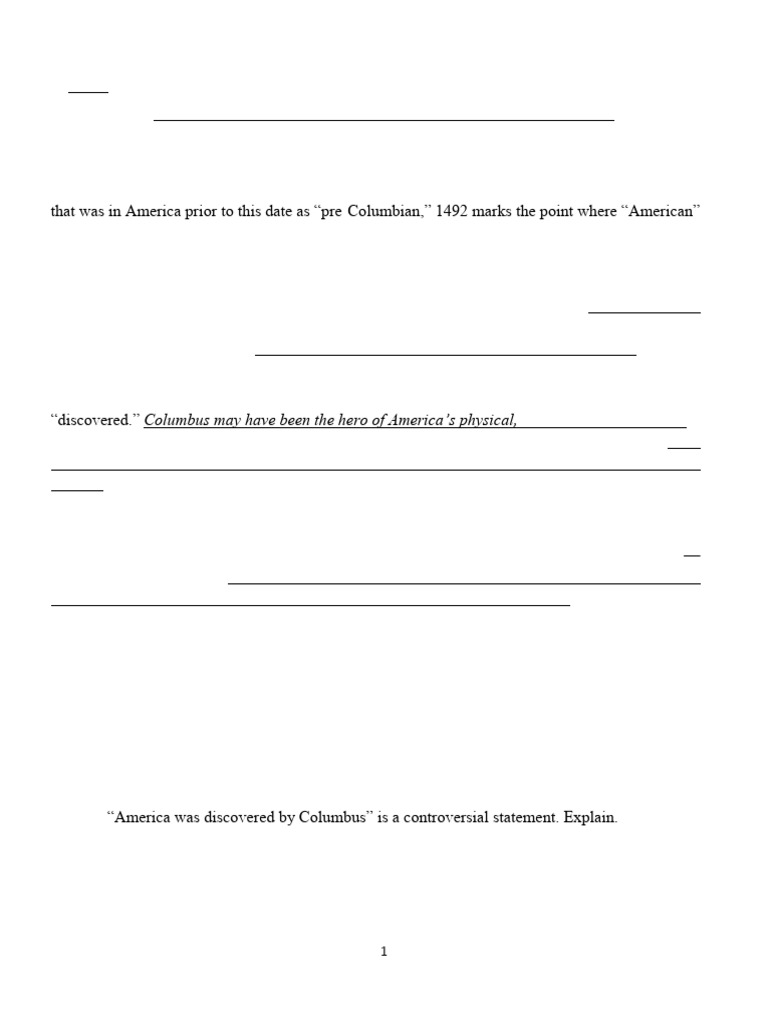 Week 2 Doc 2 Did Columbus Discover America | PDF | Christopher Columbus ...