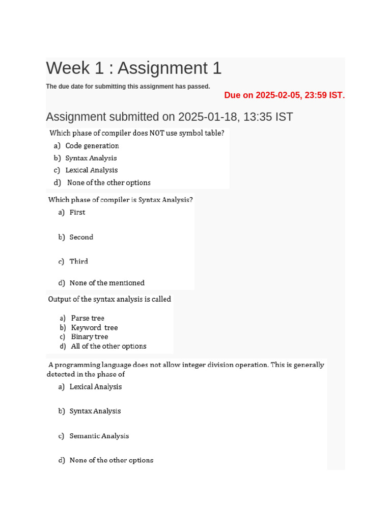 Compiler Assignment Nptel-2025 | PDF | Software Development | Software ...