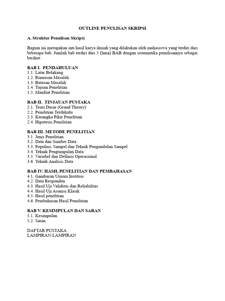 Struktur Outline Penulisan Skripsi | PDF