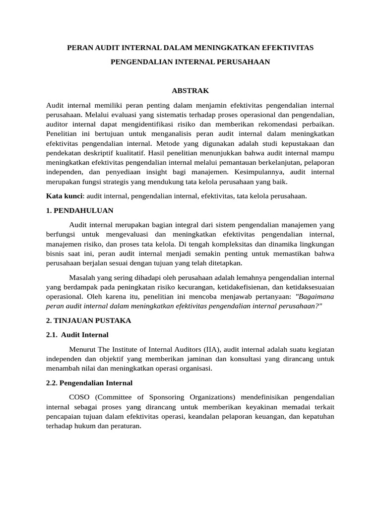 Audit Internal Tingkatkan Pengendalian Internal | PDF