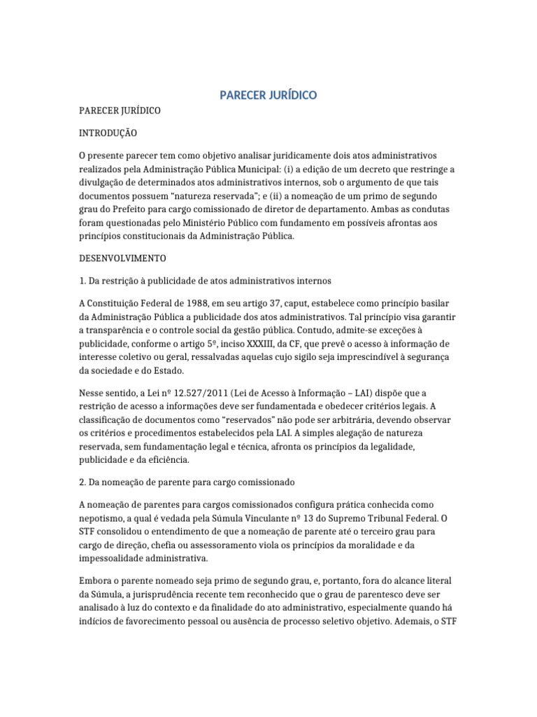 Parecer_Juridico_Direito_Administrativo | PDF | Administração pública ...