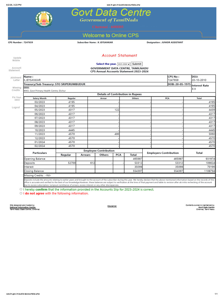 CPS Account Statement 2023-2024 | PDF | Financial Services | Economies