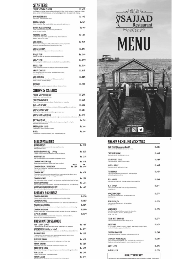 Menu Sajjad Restaurant Do Darya | PDF