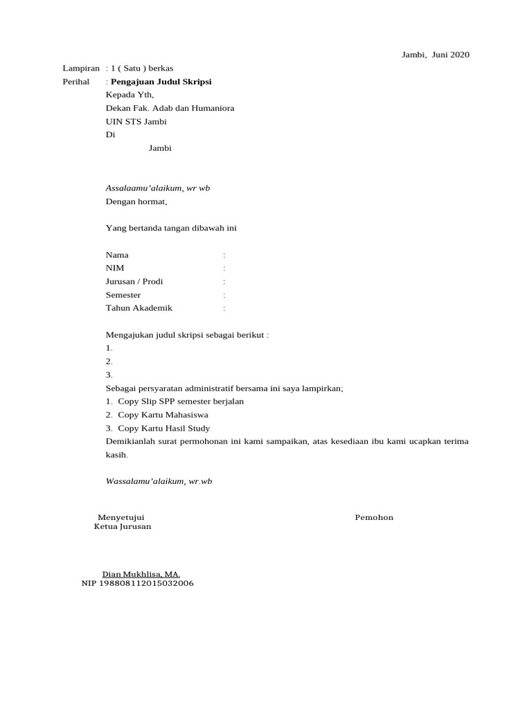 Surat Pengajuan Judul | PDF