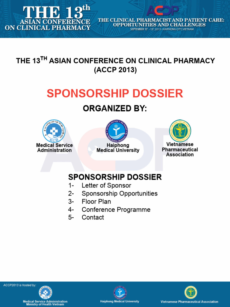 Sponsorship Dossier, ACCP 2013 | PDF | Pharmacy | Pharmacist
