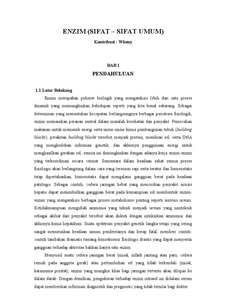 Enzim Sifat Dan Cara Kerja | PDF