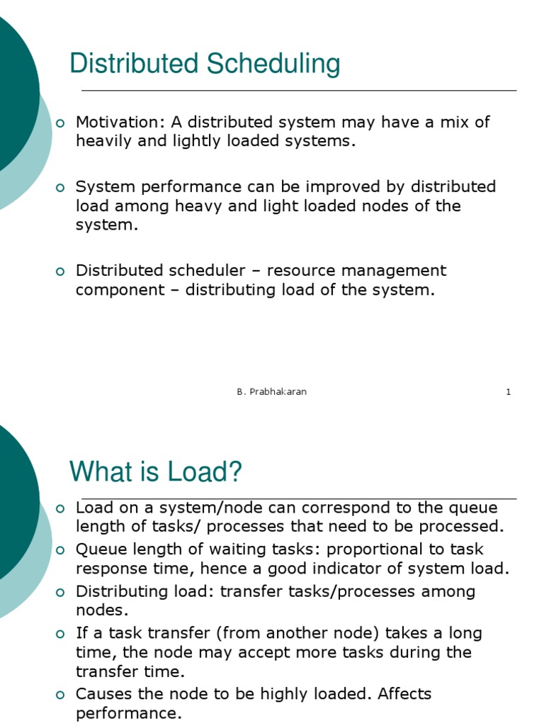 Distributed Scheduling: B. Prabhakaran 1 | PDF | Scheduling (Computing) | Load Balancing (Computing)