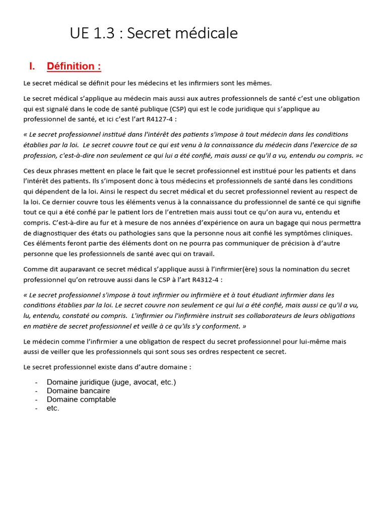 Secret médical : obligations et responsabilités | PDF | Allaitement ...