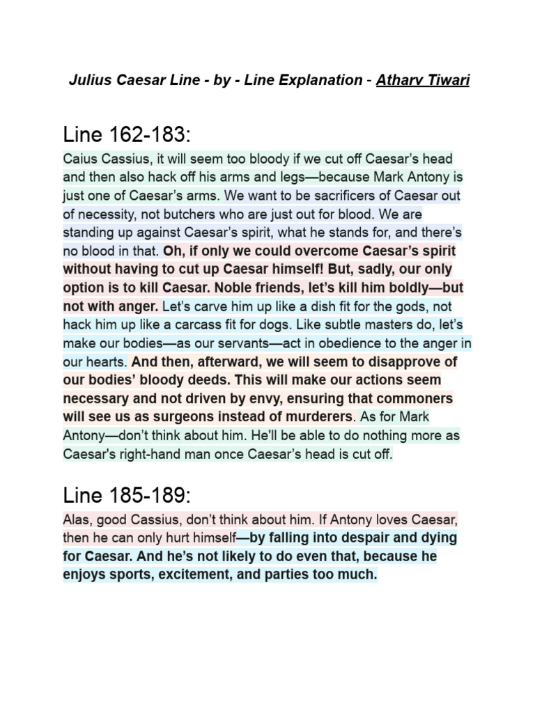 Act 2 Scene 1 | PDF | Julius Caesar