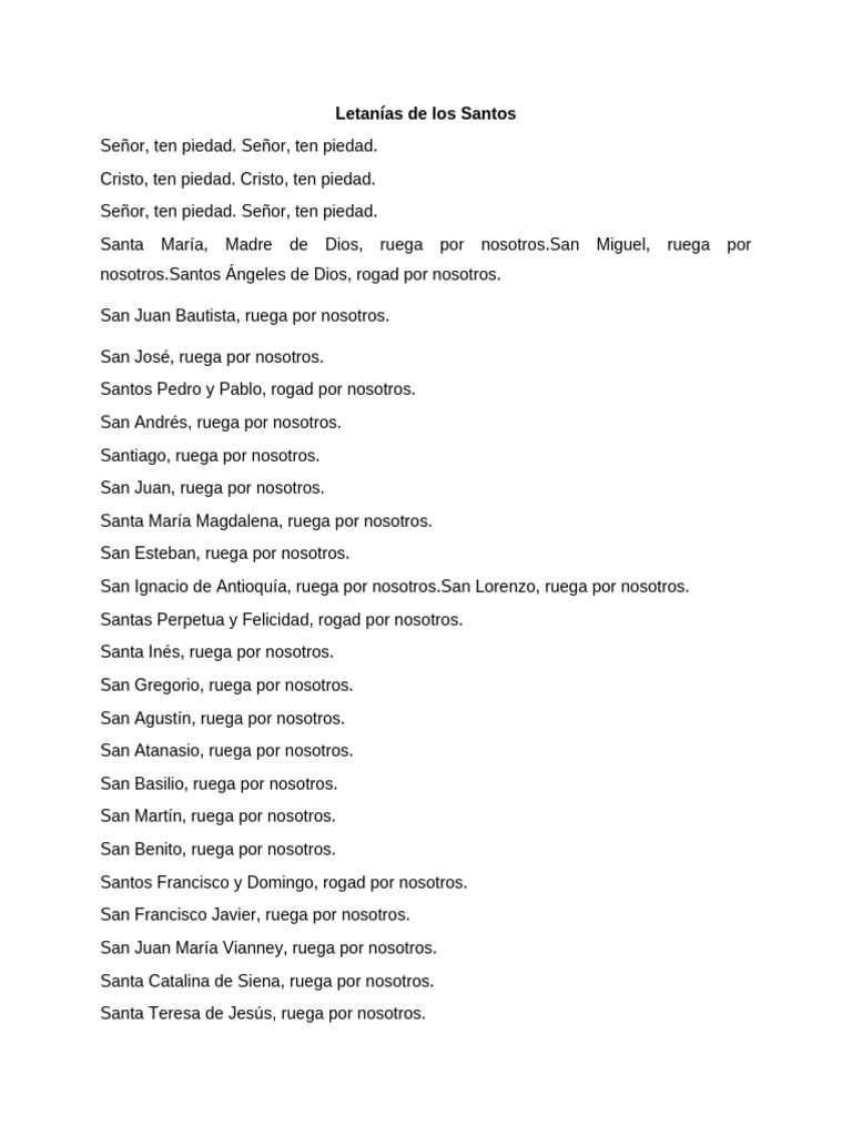 Letanías de los Santos Completa | PDF