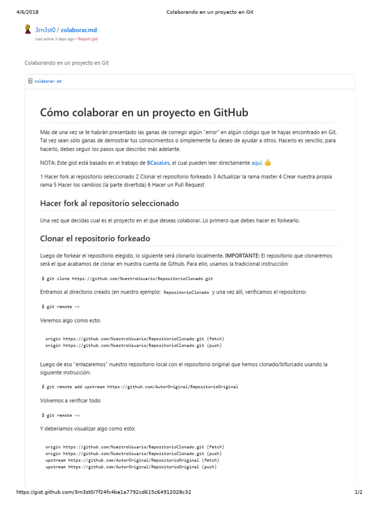 Colaborando en Un Proyecto en Git | PDF | Git (software) | Software