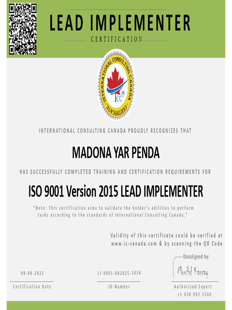 ISO 9001 Lead Implementer Certification | PDF