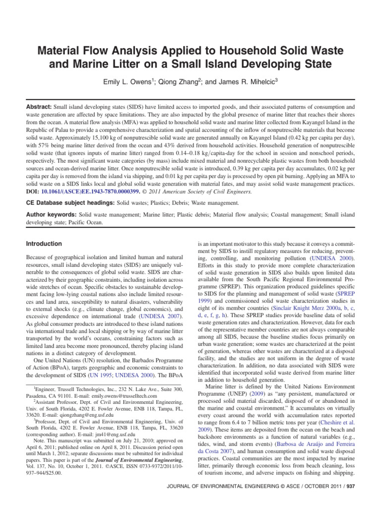 Material Flow Analysis of Island Waste | PDF | Waste | Plastic