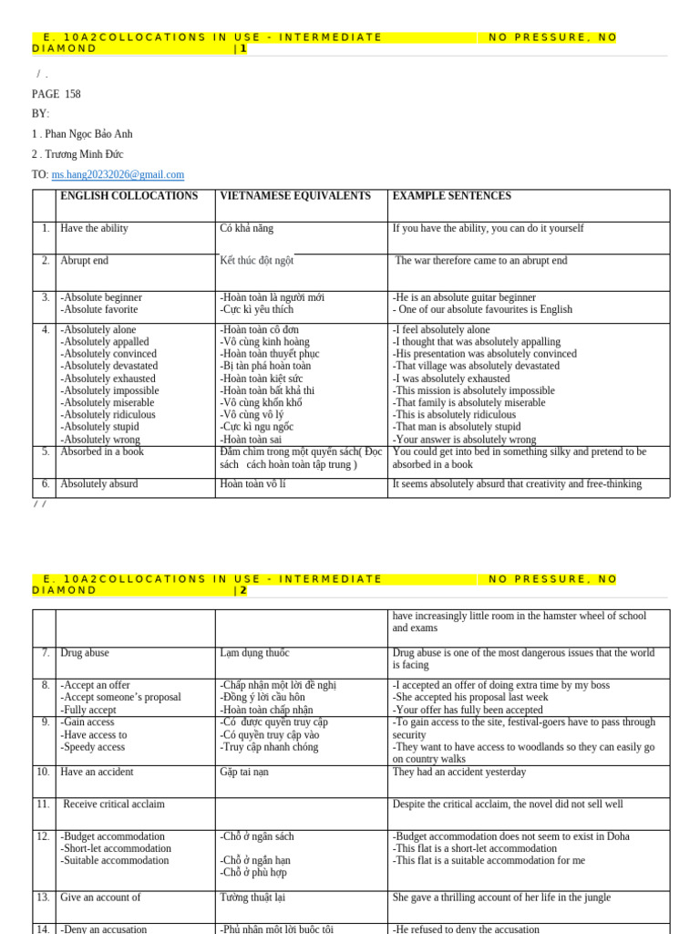 Collocation Project | PDF