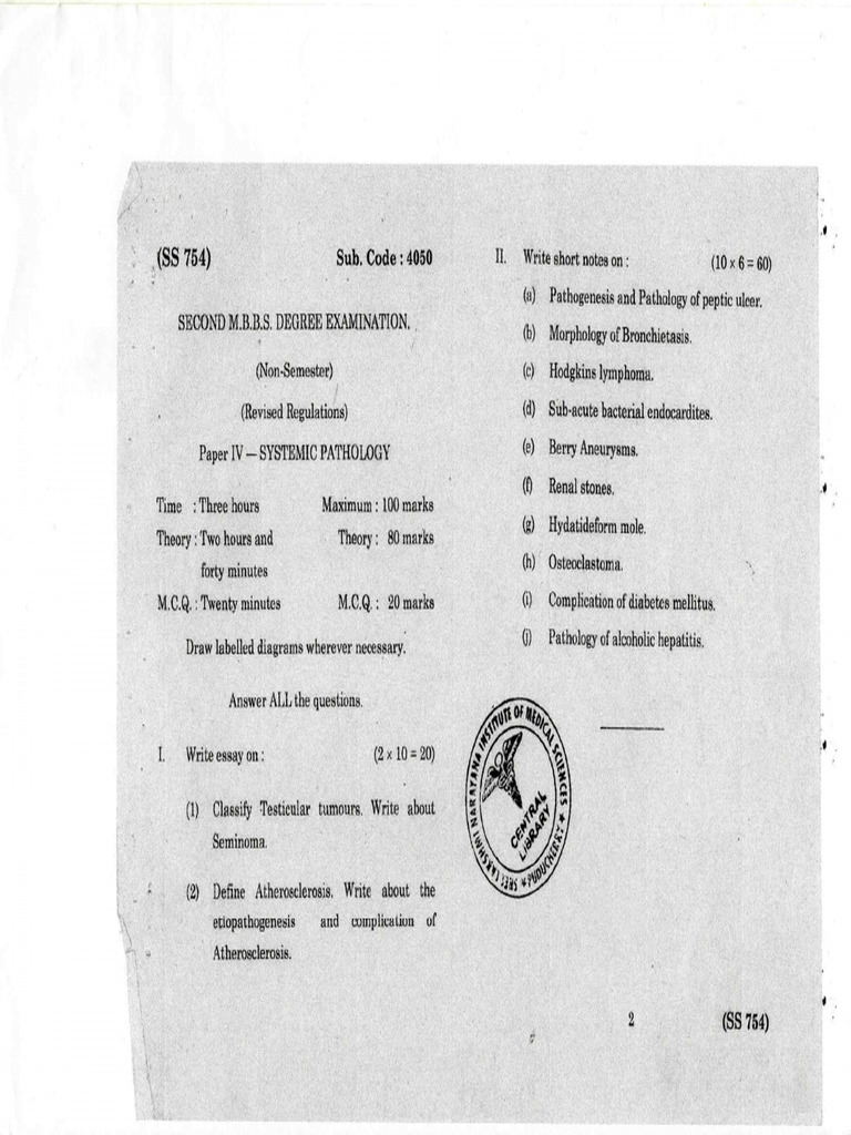 Pathology - II 2015-2021 | PDF