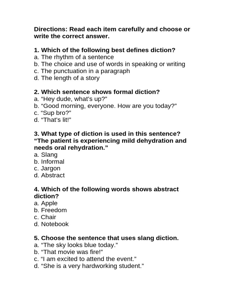 Understanding Diction in Writing | PDF