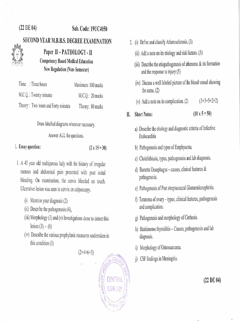 Pathology - II 2022-2025 | PDF