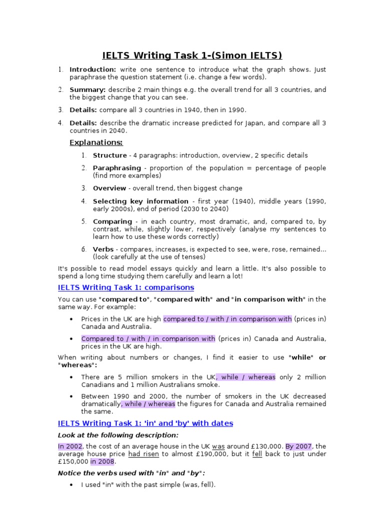 IELTS Writing Task 1 - (Simon IELTS) | PDF