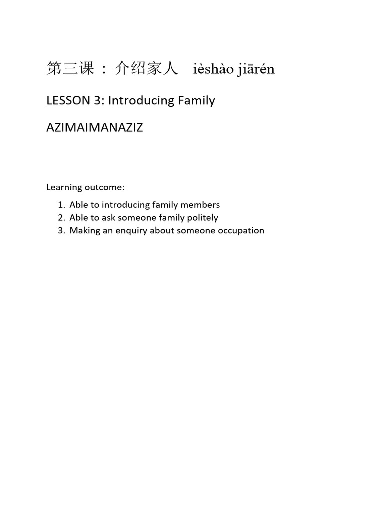 LESSON 3 (Family & Number 1-10) | PDF