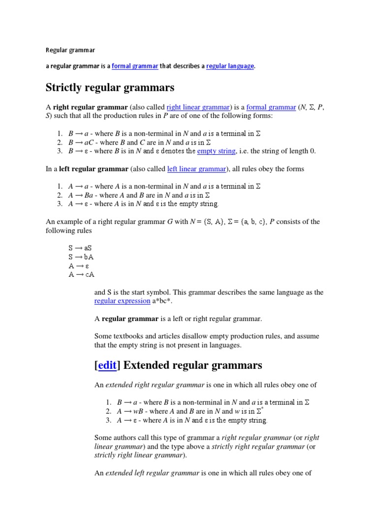 Regular Grammar | PDF | Formalism (Deductive) | Rules