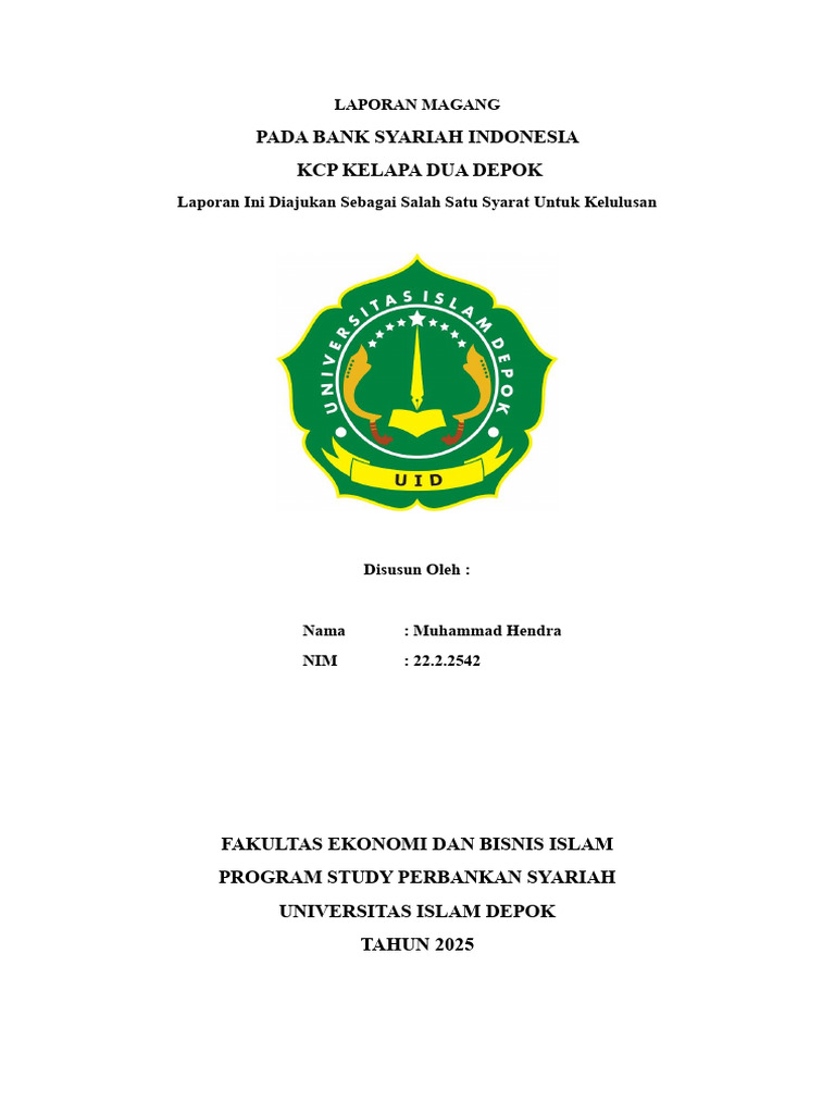 Laporan Magang Muhammad Hendra Di Bsi Kcp Kelapa Dua | PDF