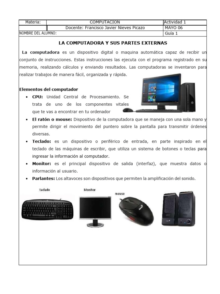 Partes de la Computadora y Funciones | PDF