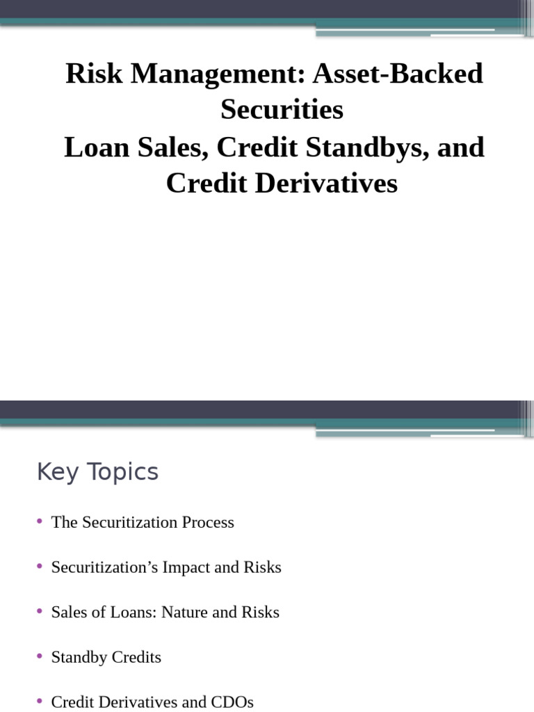 Securitization and Off-Balance - Sheet - Activities | PDF ...