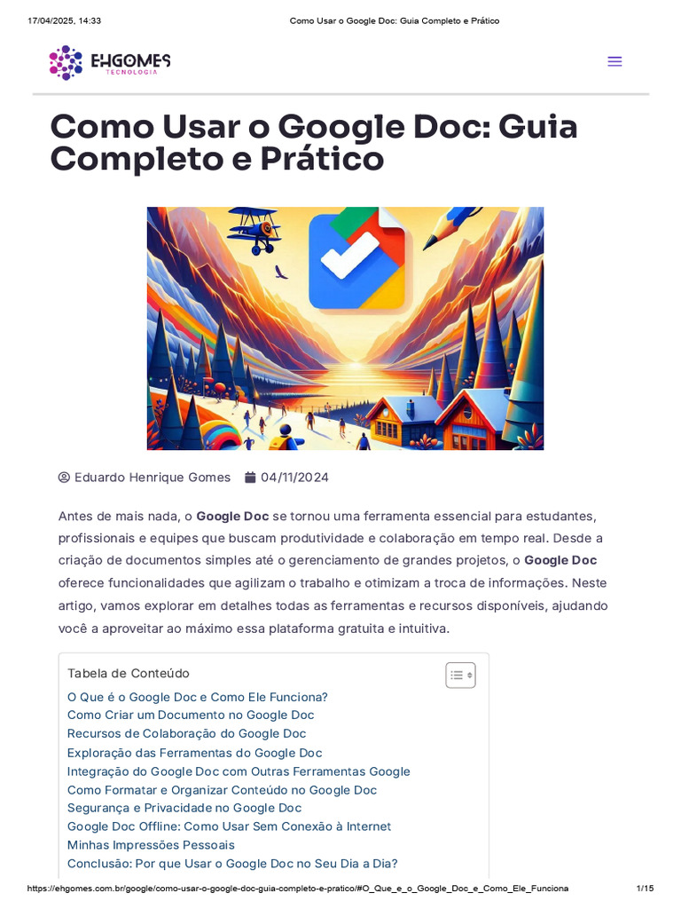 Como Usar o Google Doc - Guia Completo e Prático | PDF | Informática