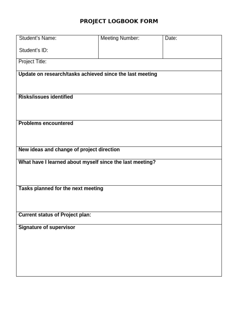 3 Project Logbook Form | PDF