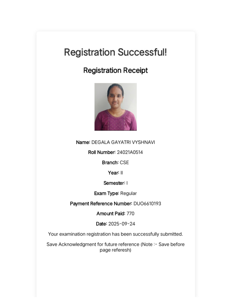 Registration Successful | PDF