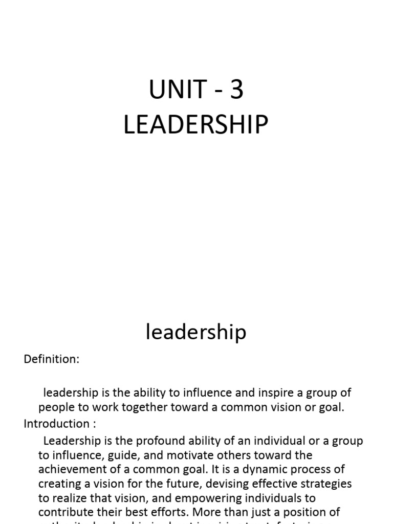 Unit - 3 Leadership - 251031 - 091604 | PDF | Leadership | Popular ...