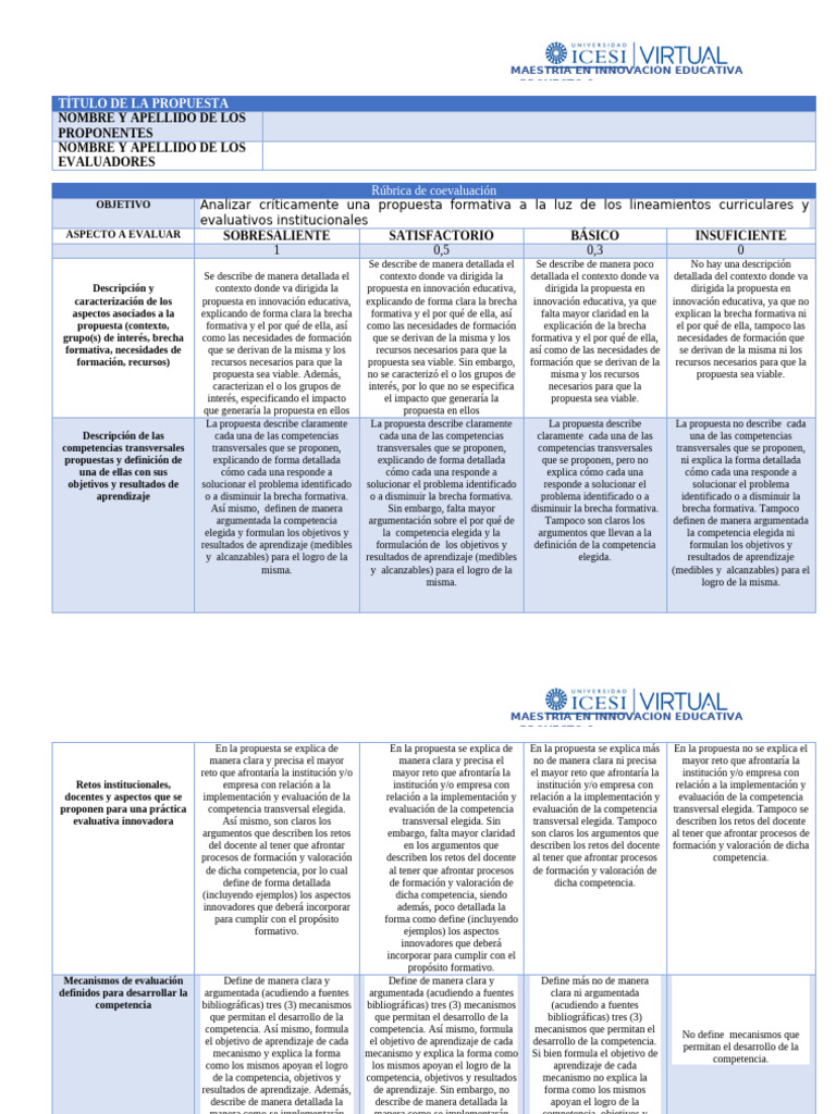 Rúbrica Evaluación Final Proyecto 8 | PDF | Evaluación | Rúbrica ...