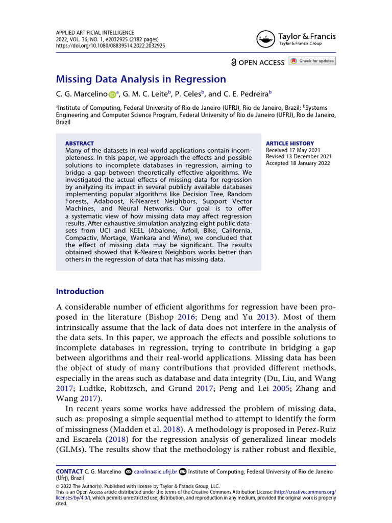 Missing Data Analysis in Regression | PDF | Support Vector Machine | Mean Squared Error