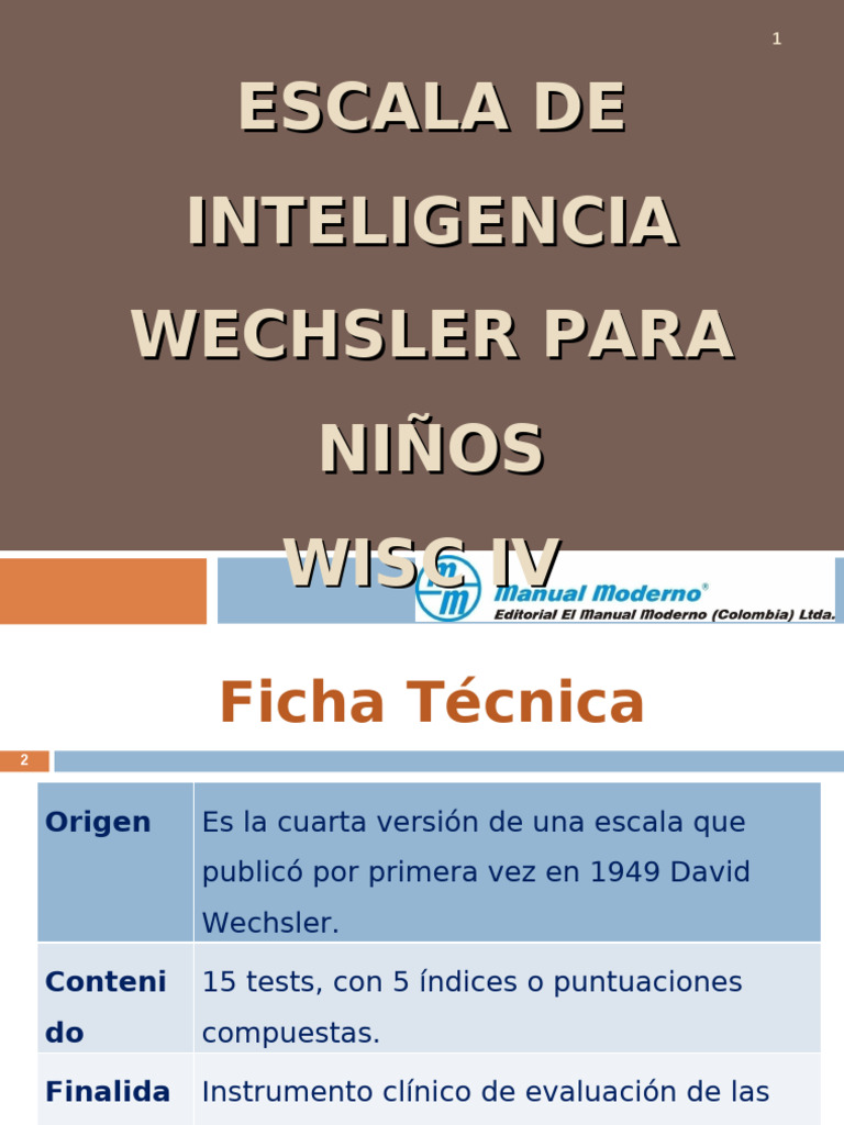 WISC IV: Escala de Inteligencia Infantil | PDF | Neurociencia ...