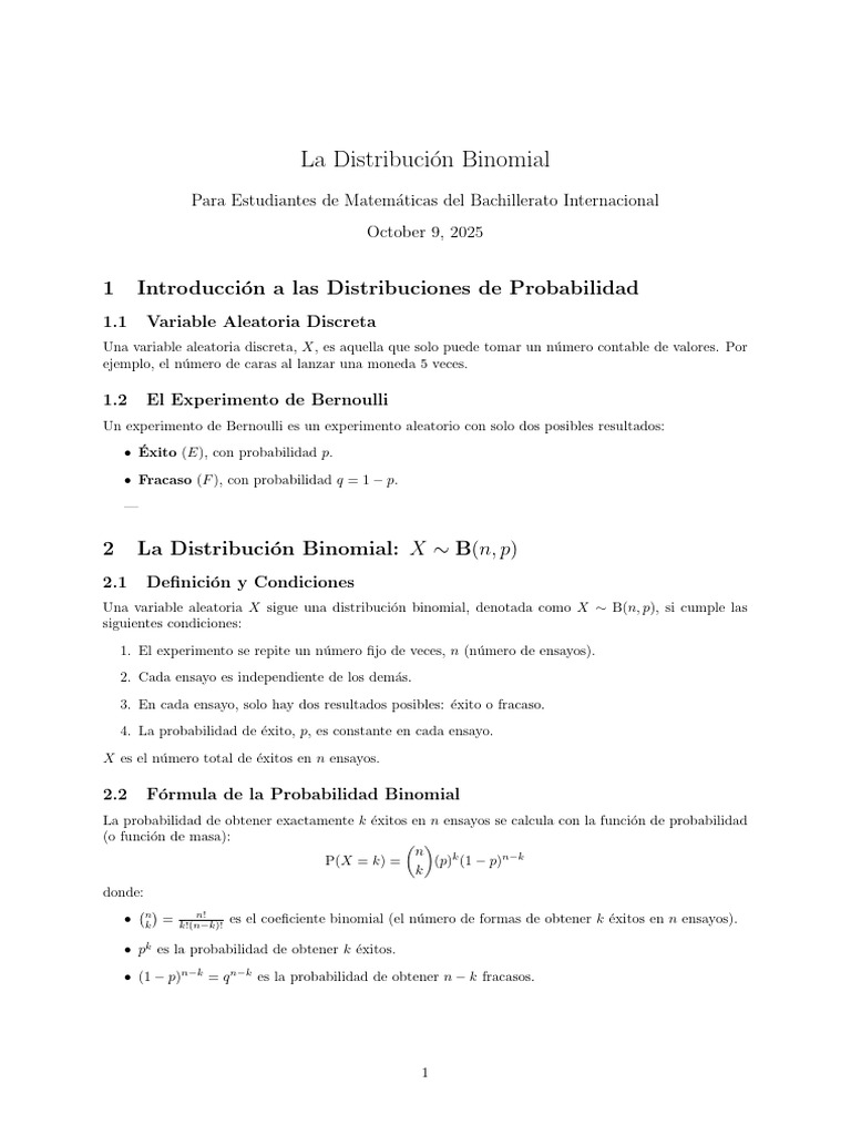Distribución Binomial | PDF | Teoría estadística | Teoría de probabilidad