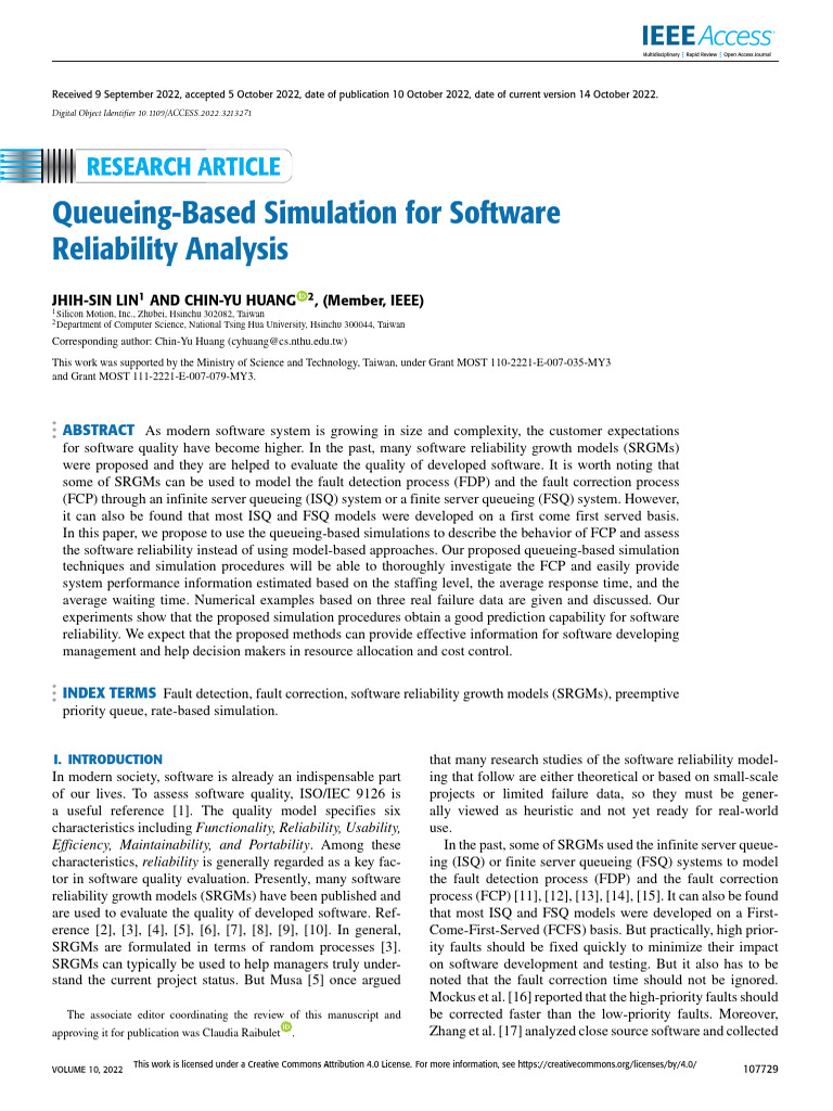 Queueing-Based Simulation for Software Reliability Analysis | PDF | Reliability Engineering ...