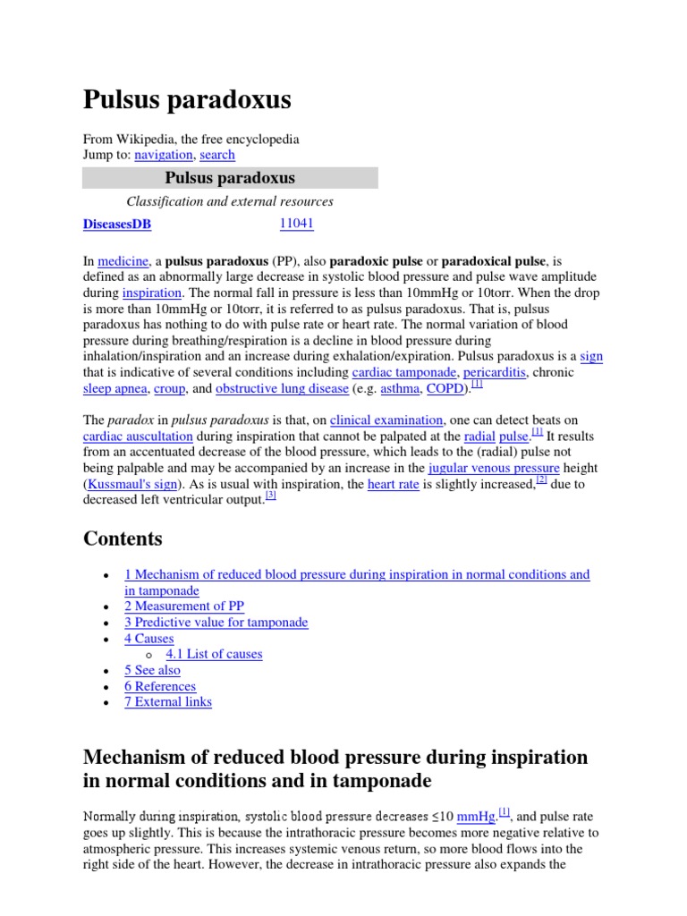 Pulsus Paradoxus | PDF | Circulatory System | Clinical Medicine