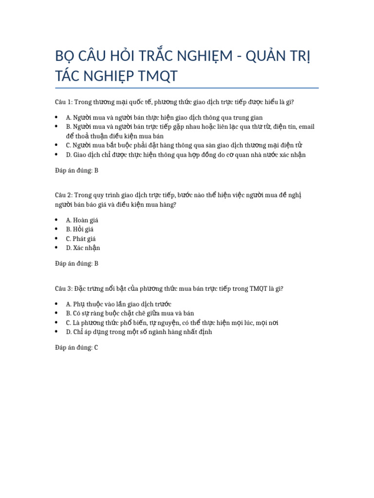 Bo Trac Nghiem TMQT | PDF