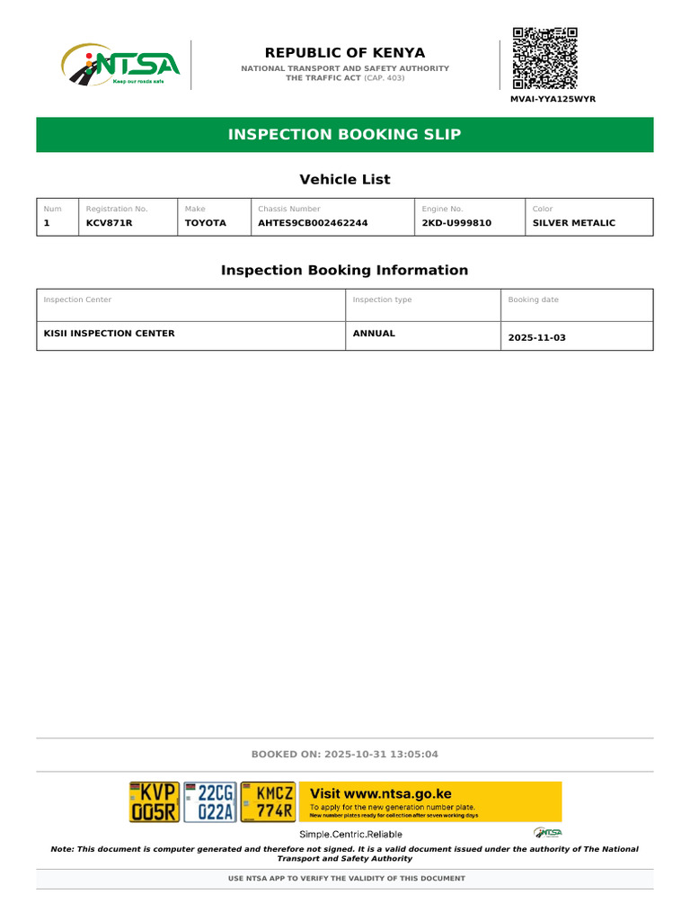 Kcv871r Booking Slip | PDF