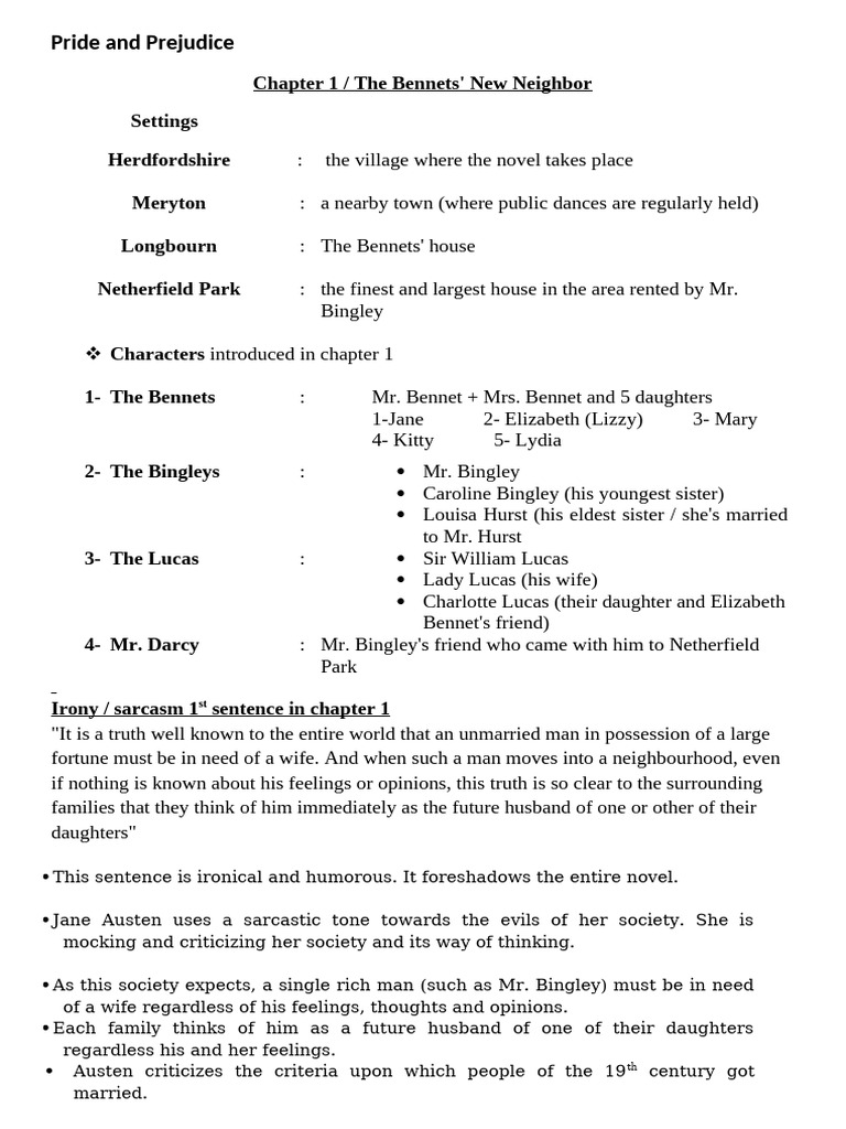 chapter 1 | PDF | Pride And Prejudice | Mr. Darcy
