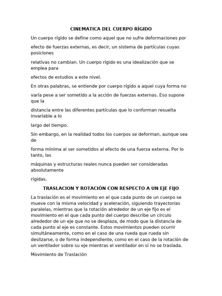 Cinematica de Cuerpo Rígido | PDF | Rotación | Rotación alrededor de un eje fijo