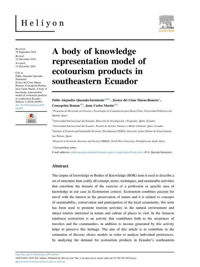 A Body of Knowledge Representation Model of Ecotourism Products I 2018 Heliy | PDF | Amazon ...