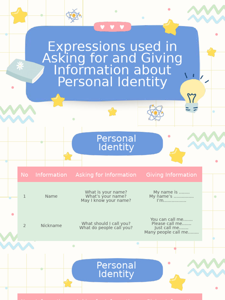 Personal Identity Q&A Expressions | PDF | Interpersonal Relationships ...