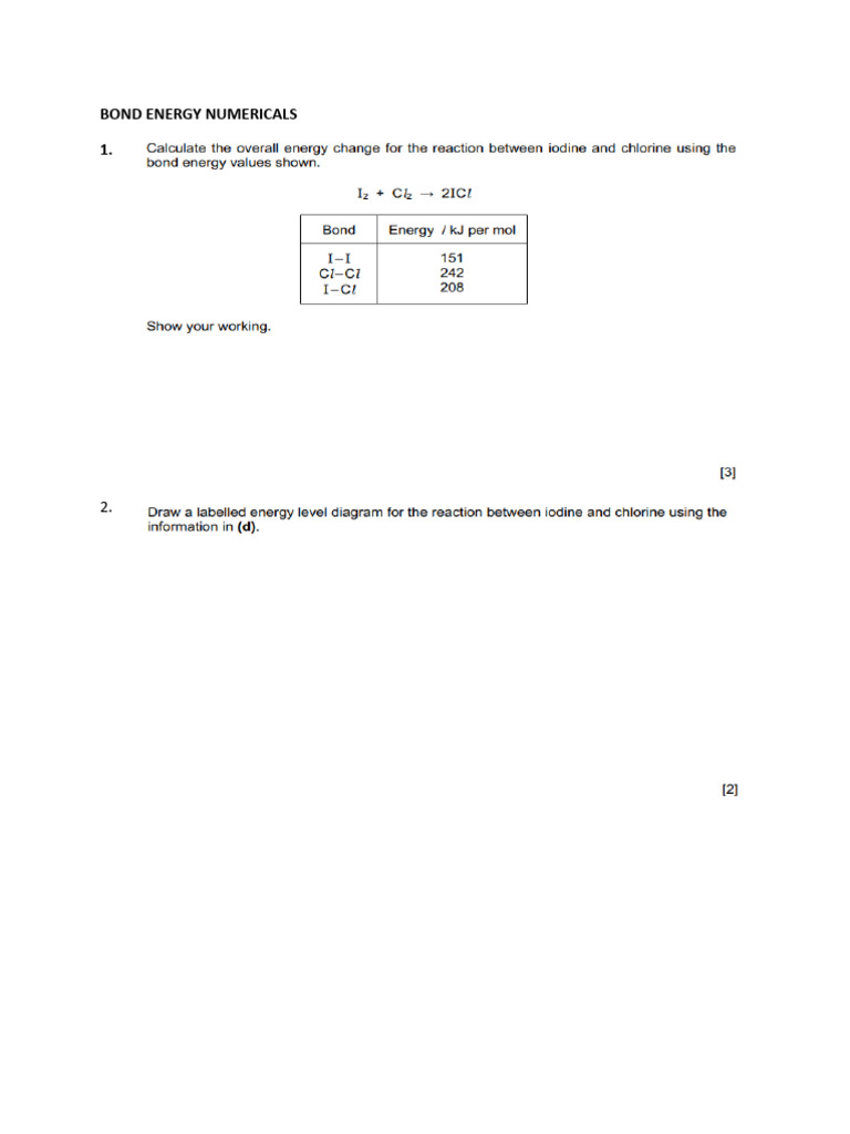 Bond Energy Numericals | PDF