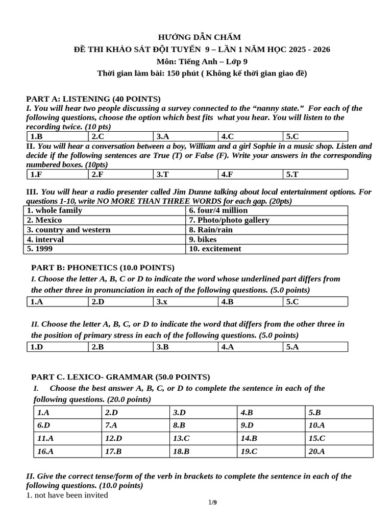 HDC KSĐT ANH 9 LẦN 2 NH 25-26 (1) | PDF | Human Communication | Linguistics