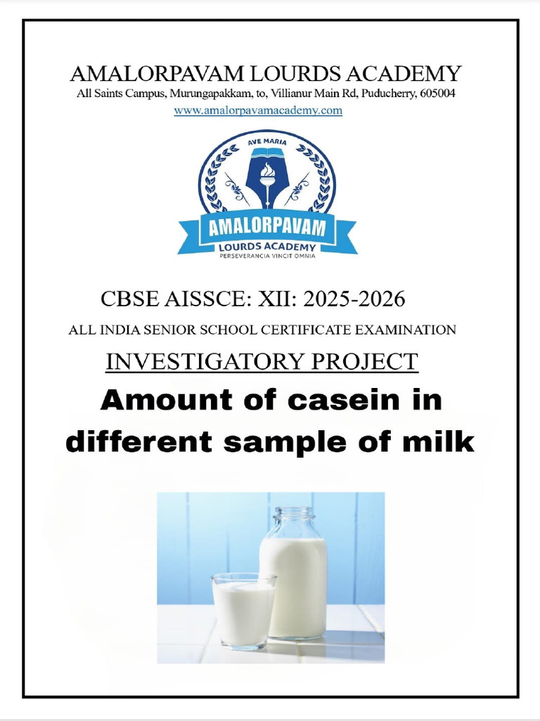 Amount of Casein in Different Sample of Milk | PDF